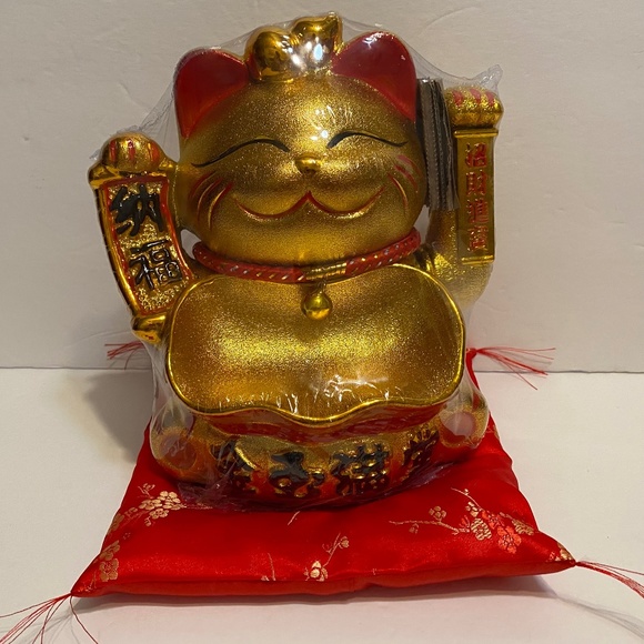 Accents | Feng Shui Gold Lucky Money Cat Maneki Neko Yakushi Kiln Mino ...